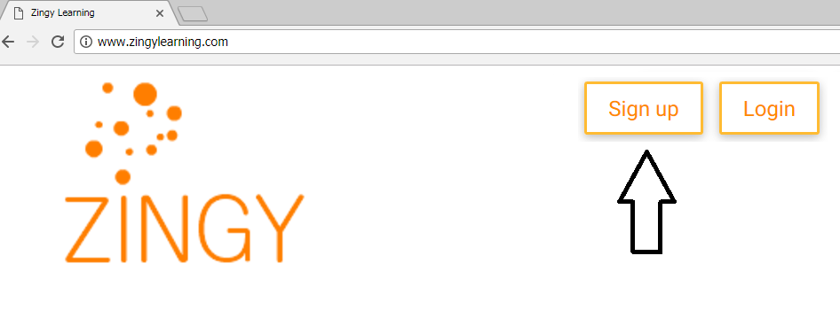 Step 6: Ask students tonavigate zingylearning.com and click on ‘Sign up’.